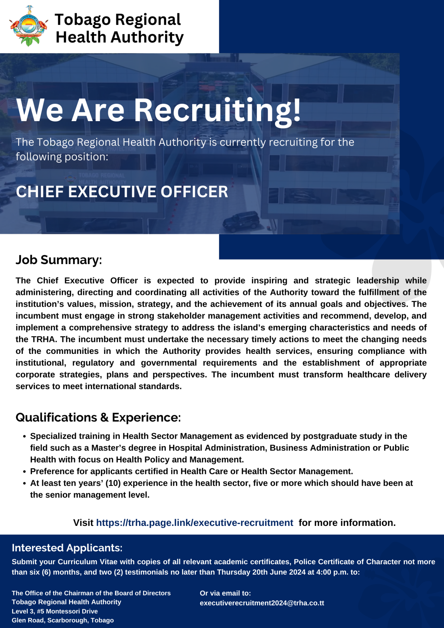 Career Opportunities - Chief Executive Officer, Chief Operating Officer ...