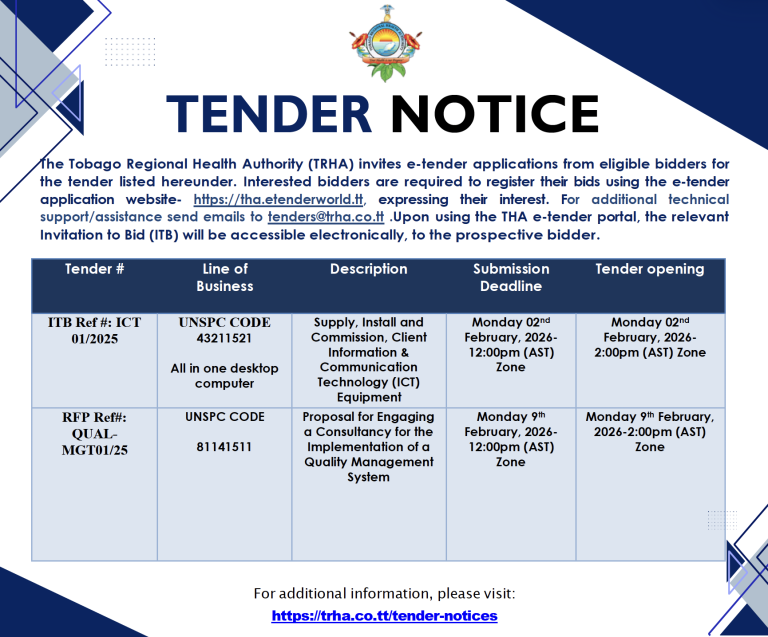 Tender Notices - Dec 2025 - Tobago Regional Health Authority